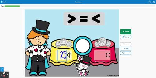 BOOM Cards: Je compare les valeurs d'argent (jusqu'à 50 cents) by Mme Bock