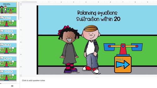 Balancing equations subtractions -English Google Slides by Recursos ...