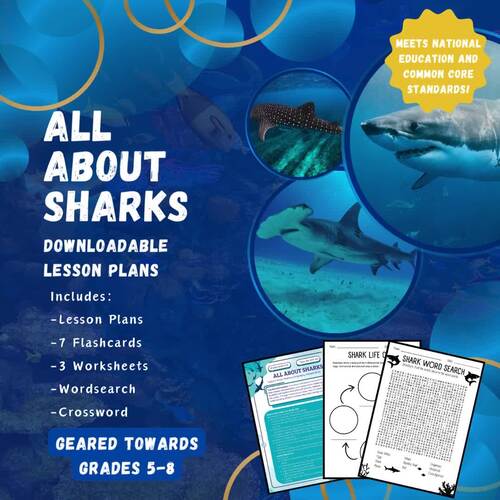 All About Sharks Digital Lesson Plans for Grades 5-8 (Middle School)