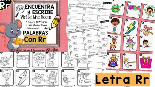 Spanish- Encuentra y Escribe Letra Rr | Write the Room by Alma Almazan