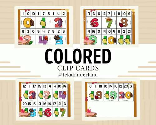 Fall Math Activities Number 0-20 Clip Cards by TeKa Kinderland | TPT