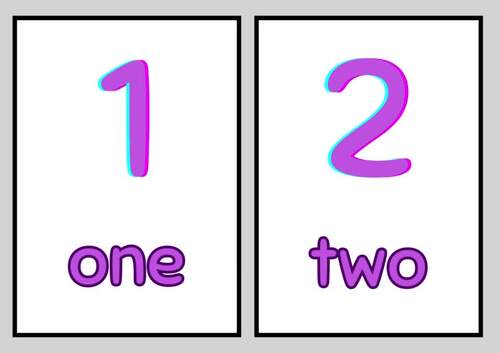 Colorful Simple Numbers 1 - 20 with Words Flashcards by professional ...
