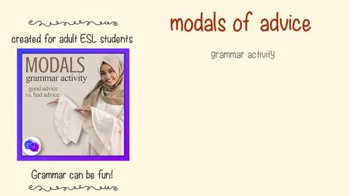 Modals for Advice Grammar Activity by Rike Neville | TPT