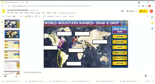 World Mountain Ranges: Drag & Drop Worksheet: Google Slides. Distance ...