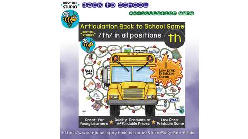 Back To School TH Articulation Game by Busy Bee Studio | TPT