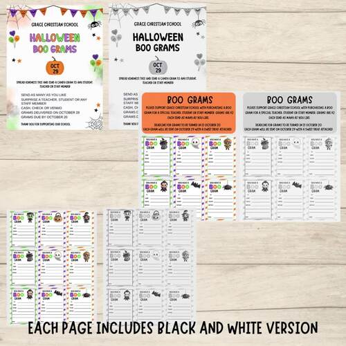 Holiday Fundraiser Candy Grams Editable Halloween Boo Template ...