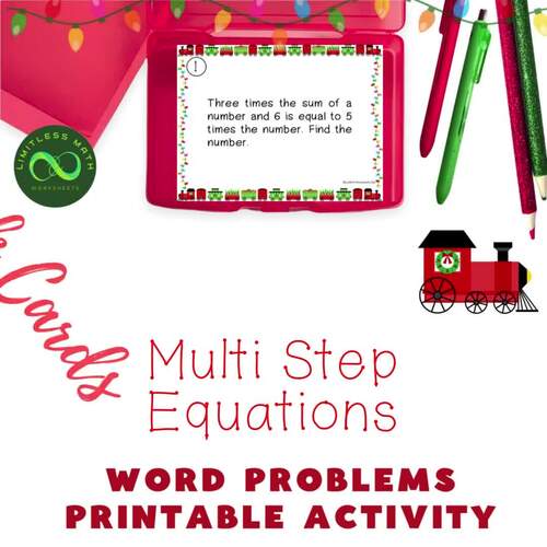 Christmas Task Cards - Multi Step Equations Word Problems w/ Variables ...