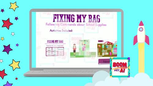 First Day of School BOOM CARDS Speech Therapy Following Directions NO PRINT