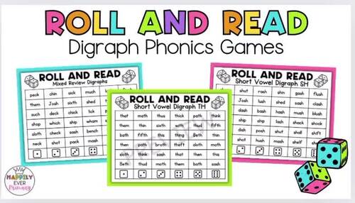 Consonant Digraphs Roll and Read Fluency Practice Games | TPT