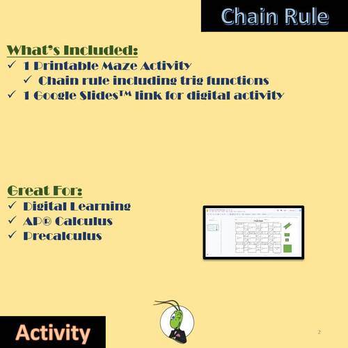 Chain Rule Maze Activity for Digital and Printable for AP Calculus