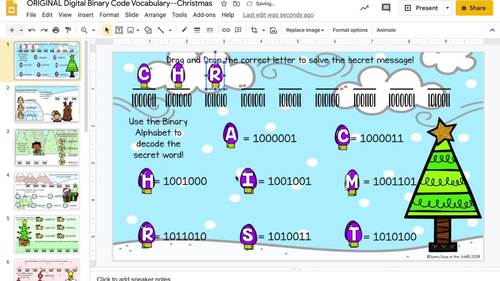 Digital Binary Code Vocabulary and Sight Words: Christmas | TpT