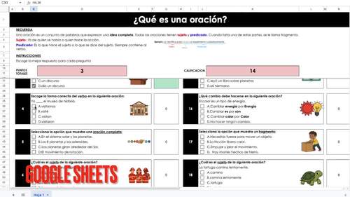 ¿Qué es una oración? Sujeto-Predicado | Sentence Structure Task Cards