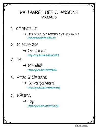 French music activities | Musique française | francophone vol. 3