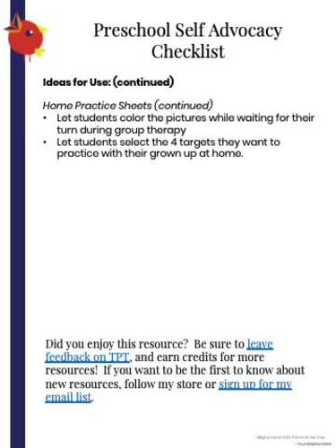 Preschool Self Advocacy Skills Checklist and Visual Goal Strips for ...