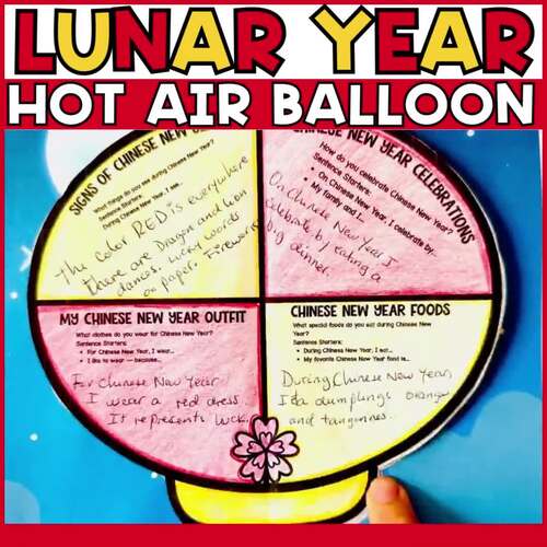 3D Red Lantern Hot Air Balloon-Chinese New Year ESL Writing Activity Craft