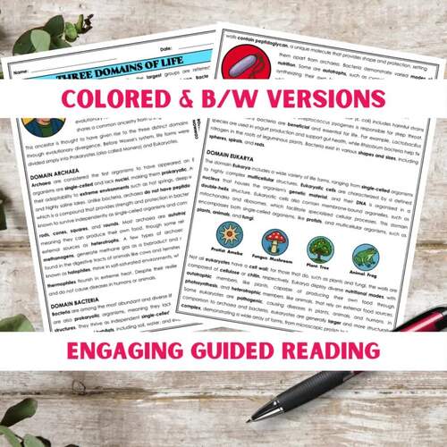 Taxonomy | Domains of Life Reading Comprehension Passage and Questions ...