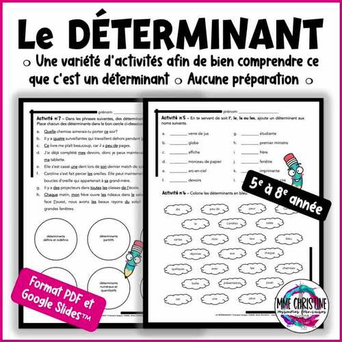 Le déterminant I Activités et quiz I French Grammar Activities by Mme ...