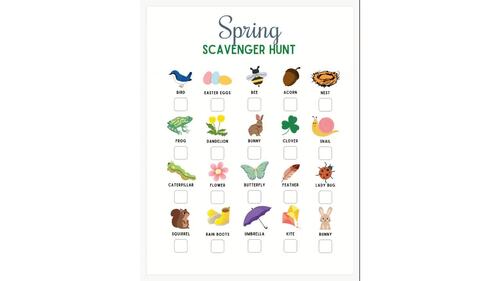 Spring Scavenger Hunt Printable PDF by Mom Money Map | TPT
