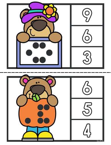 1st Grade | Counting to 10 and Subitizing | Clip Cards | Thanksgiving