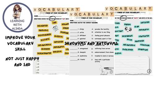 Emotions / Vocabulary Worksheets / English / Grade 7th-10th | TPT