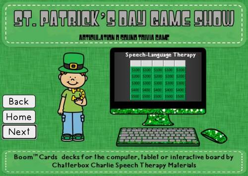 Articulation R Sound St. Patrick's Day Game Show Boom Cards | TPT