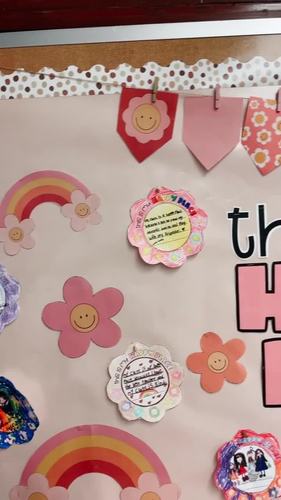 Our Happy Place Bulletin Board Decor | Writing Activity | Retro Theme