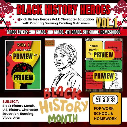 Black History History VOL 1: Character Education Color Drawing Reading ...