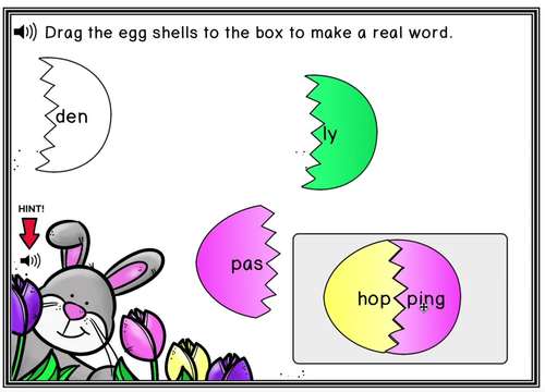 Easter Syllable Matching and Word Building Boom Cards by Step by Step ...