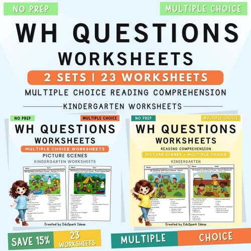 WH Questions Worksheets Kindergarten | Multiple Choice Reading ...