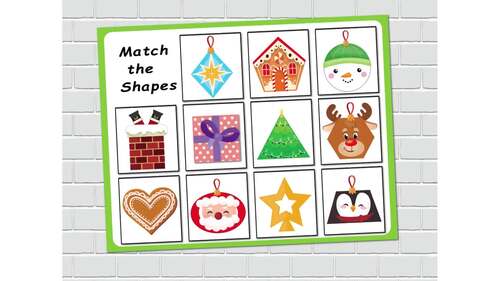 Christmas Shape Matching Activity, 2D Shapes, Winter Busy Book | TPT