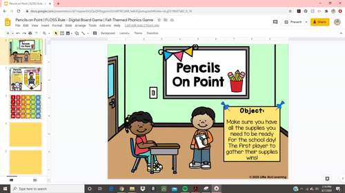 FLOSS Rule - Digital Board Game | FALL | Distance Learning | Google Slides