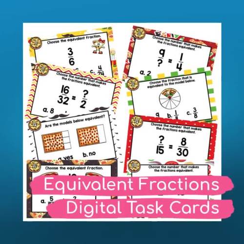 Distance Learning Digital Google Forms Equivalent Fractions Task Cards