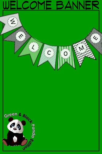 WELCOME BANNER WORD WALL Green Panda Theme Classroom Decor by Barbara Evans