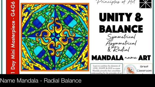 Principles of Design for UNITY and BALANCE one day MANDALA lesson 4th - 7th