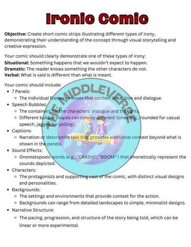 Ironic Comics Activity by The MiddleVerse | TPT