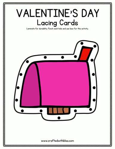 Valentine's Day Lacing Cards, Valentine's Day Printable, Fine Motor ...