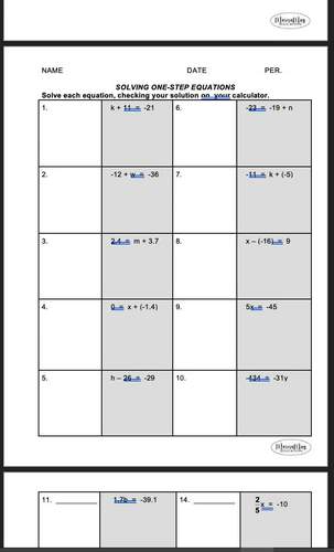 Algebra - Solving Equations Complete Unit Guided Notes & Worksheets Bundle