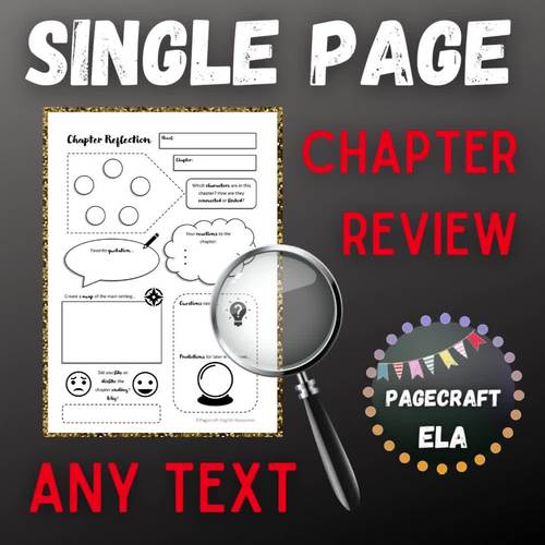 EDITABLE One-Pager Chapter Reflection Graphic Organizer for Any Text