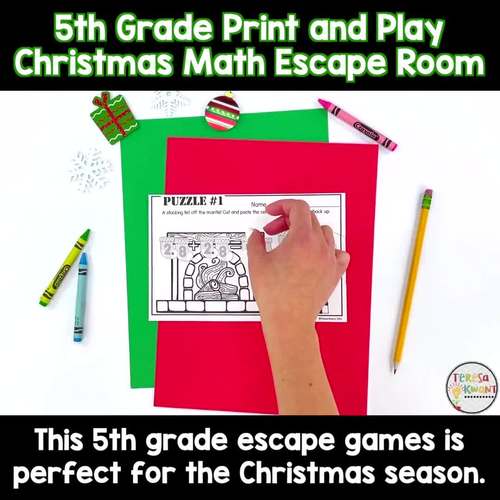 5th Grade Christmas Math Escape Breakout Activity Adding & Subtracting ...