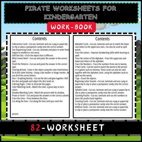 Printable PIRATE Worksheets For Kindergarten For Pre-K by Lib Anatomy ...
