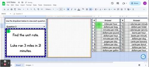 Unit Rate Activity - Digital Mystery Picture - Google Sheets Pixel Art ...