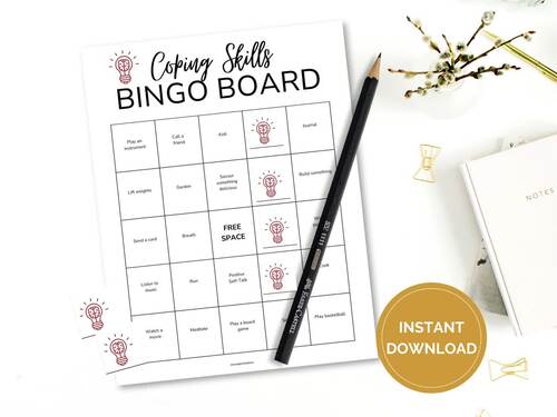 Coping Skills Activities: Coping Skills Bingo Counseling Game | TPT