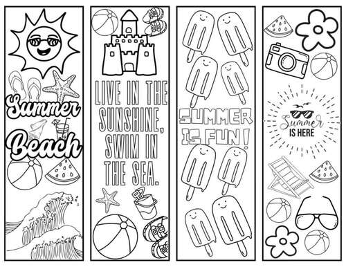 Summer Printable Bookmarks to Color for Kids | Digital Reading Rewards ...
