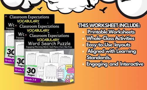 Classroom Expectations Word Search Puzzles Activities 4th,5th,6th,7th ...
