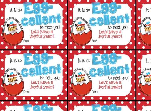 Kinder Joy Egg Beginning of Year (Open House) Gift Tag- It's so egg ...