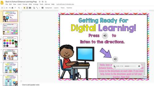 Back to School Distance Learning Prep Activity: Google Slides for K-2nd
