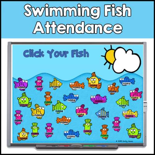 Summer Swimming Fishies Editable Digital Attendance PowerPoint Presentation