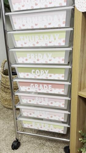 Strawberry Rolling Cart Labels | EDITABLE | Strawberry Classroom Decor