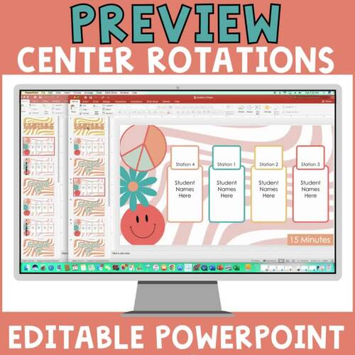 Center Rotation PowerPoint Slides | Retro Groovy Classroom Decor