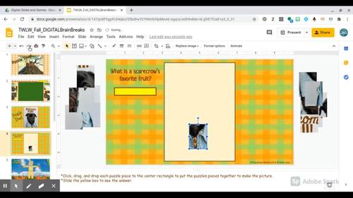 DIGITAL FALL THEMED Brain Break Google Slides by Teaching with Little Winks